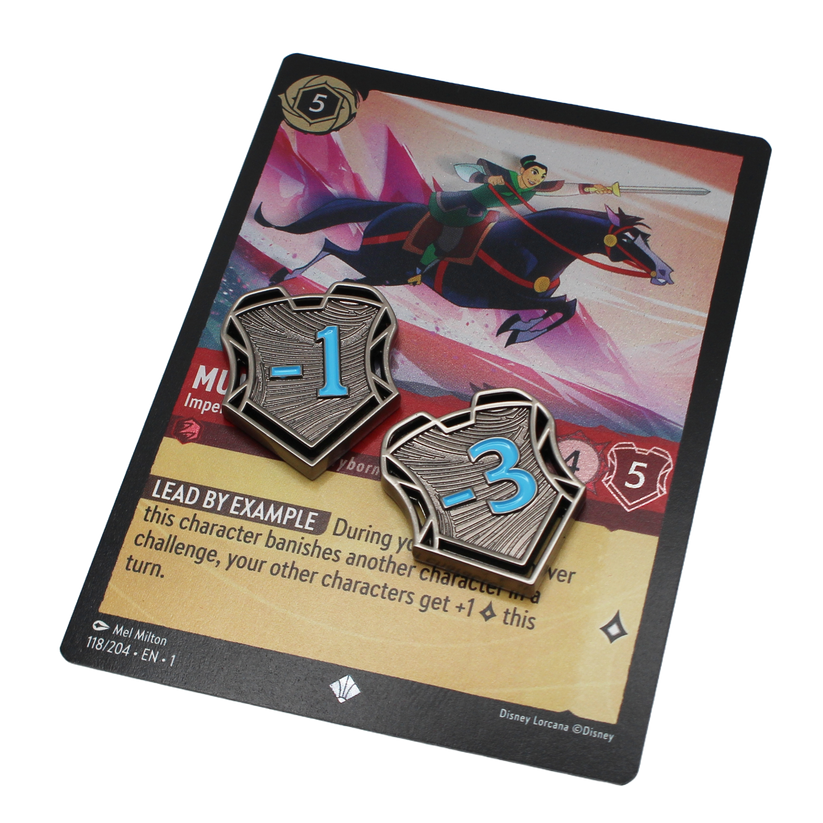 Lorcana Reduced Willpower Token(s) (-1/-3) – metalFABtokens